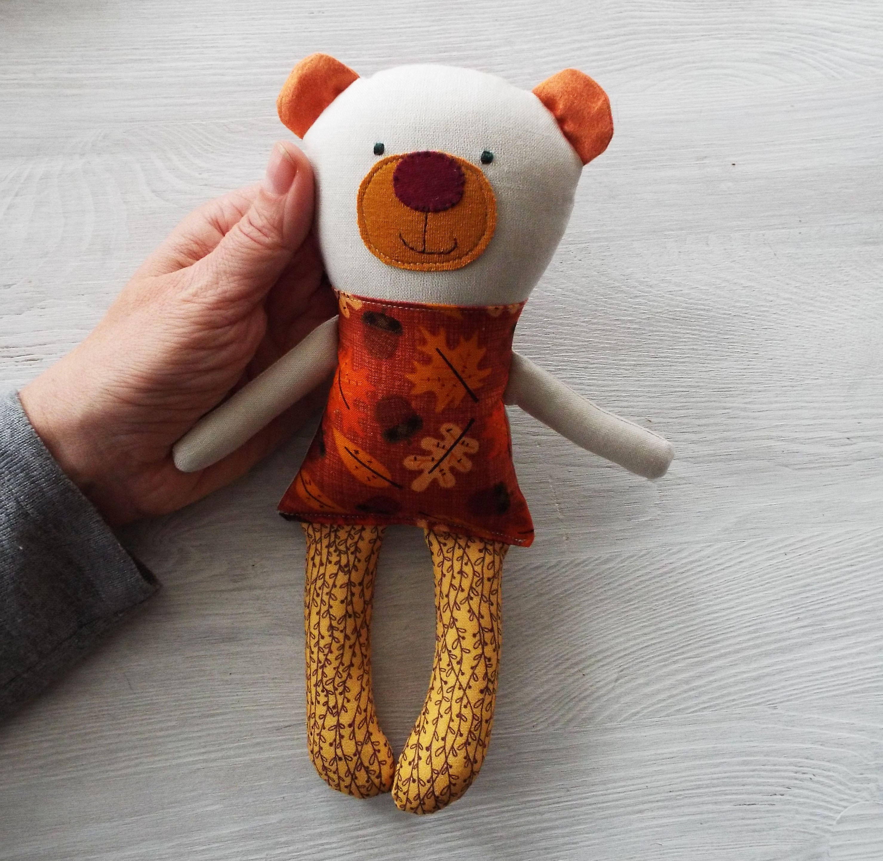 Stuffed Bear Teddy Doll pattern PDF Sewing Handmade rag toy | Etsy