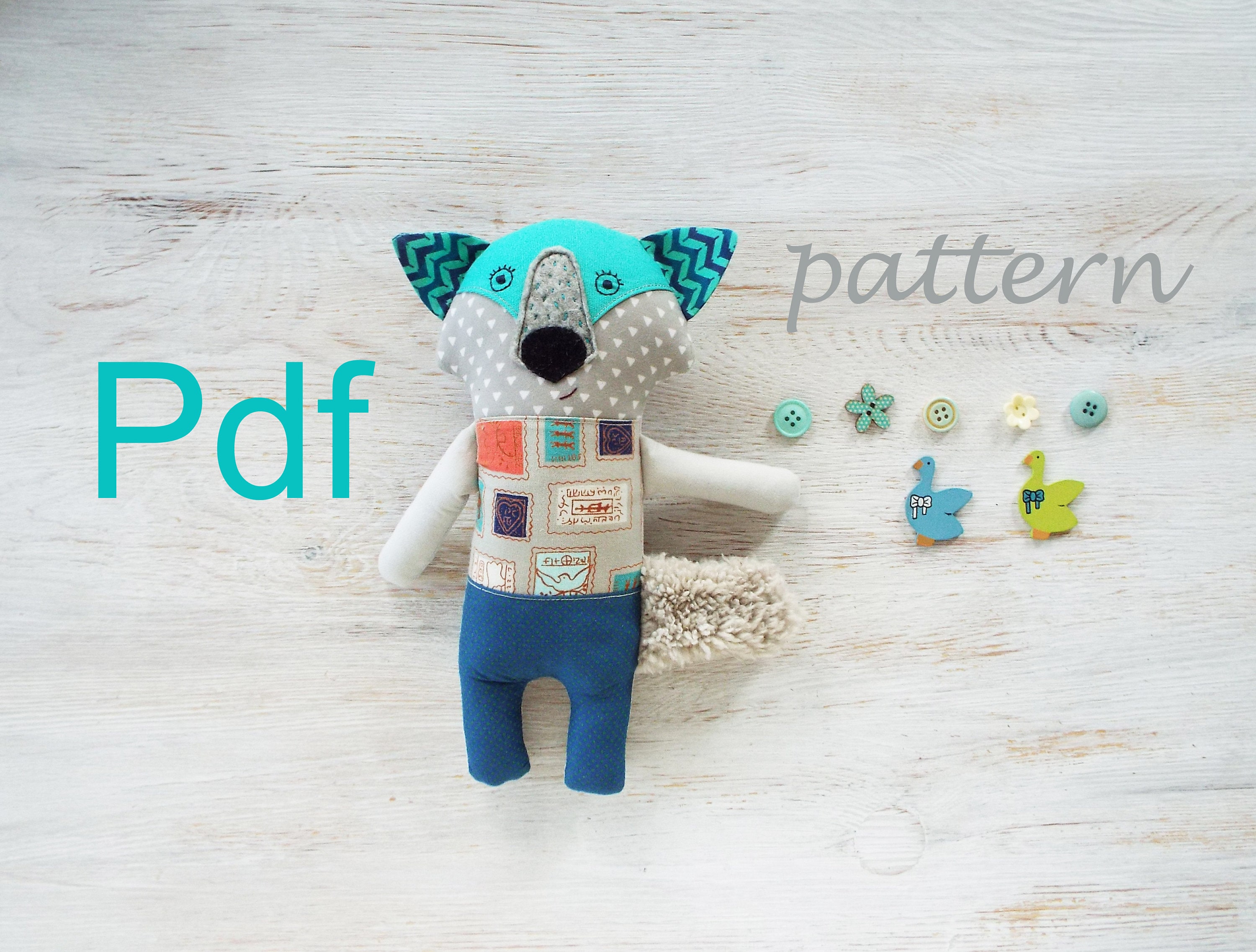 Stuffed Animal Wolf Sewing Pattern . Stuffed Wolf Cloth Doll - Etsy ...