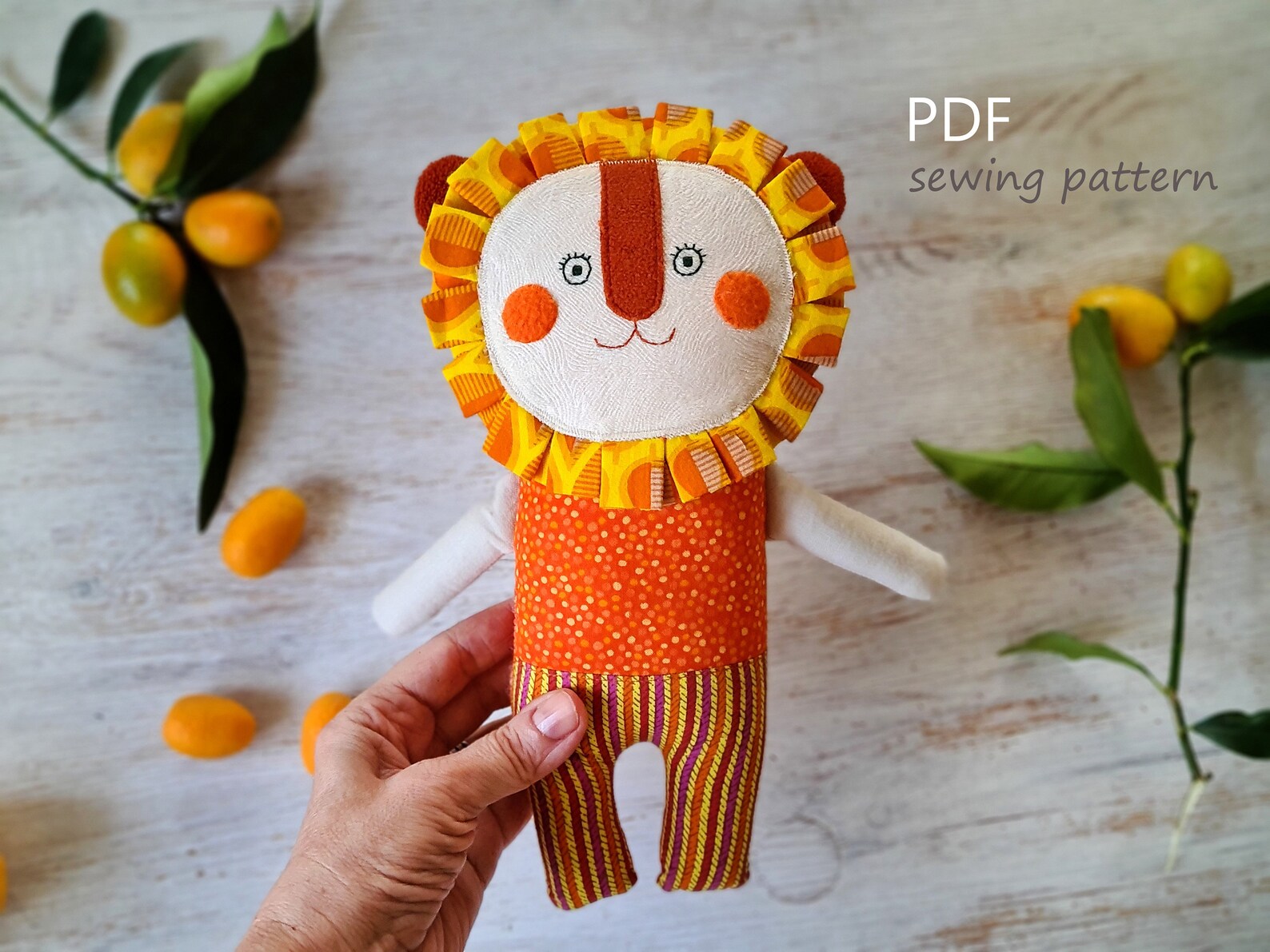 Stuffed Lion Pattern Sewing Handmade Cloth Doll Pattern Pdf - Etsy