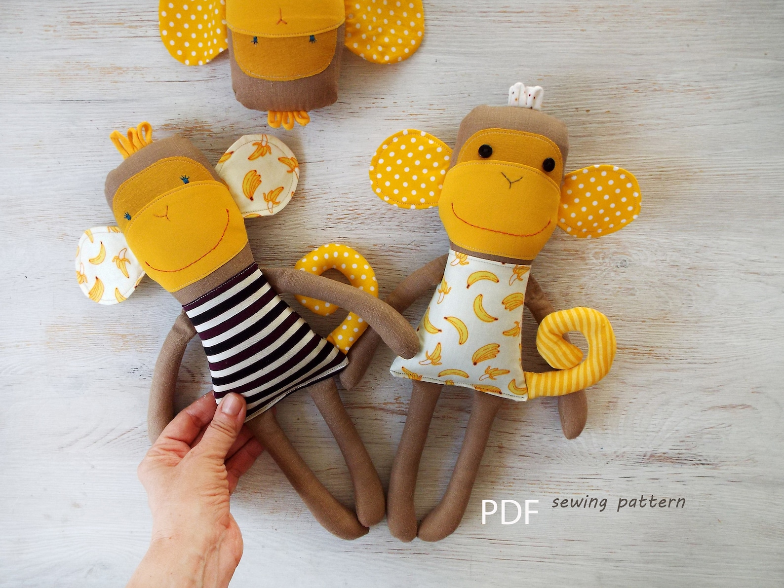 Stuffed Animal Monkey Toy Sewing Pattern . Monkey Cloth Doll - Etsy ...