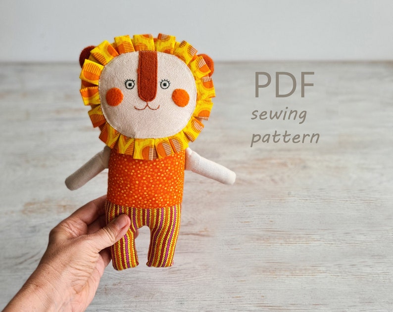 Stuffed Lion Pattern Sewing Handmade Cloth Doll Pattern Pdf - Etsy