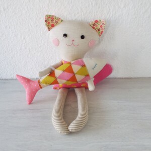 Stuffed Cat Doll and Fish Pattern Sewing PDF Handmade DIY, Cloth Doll ...