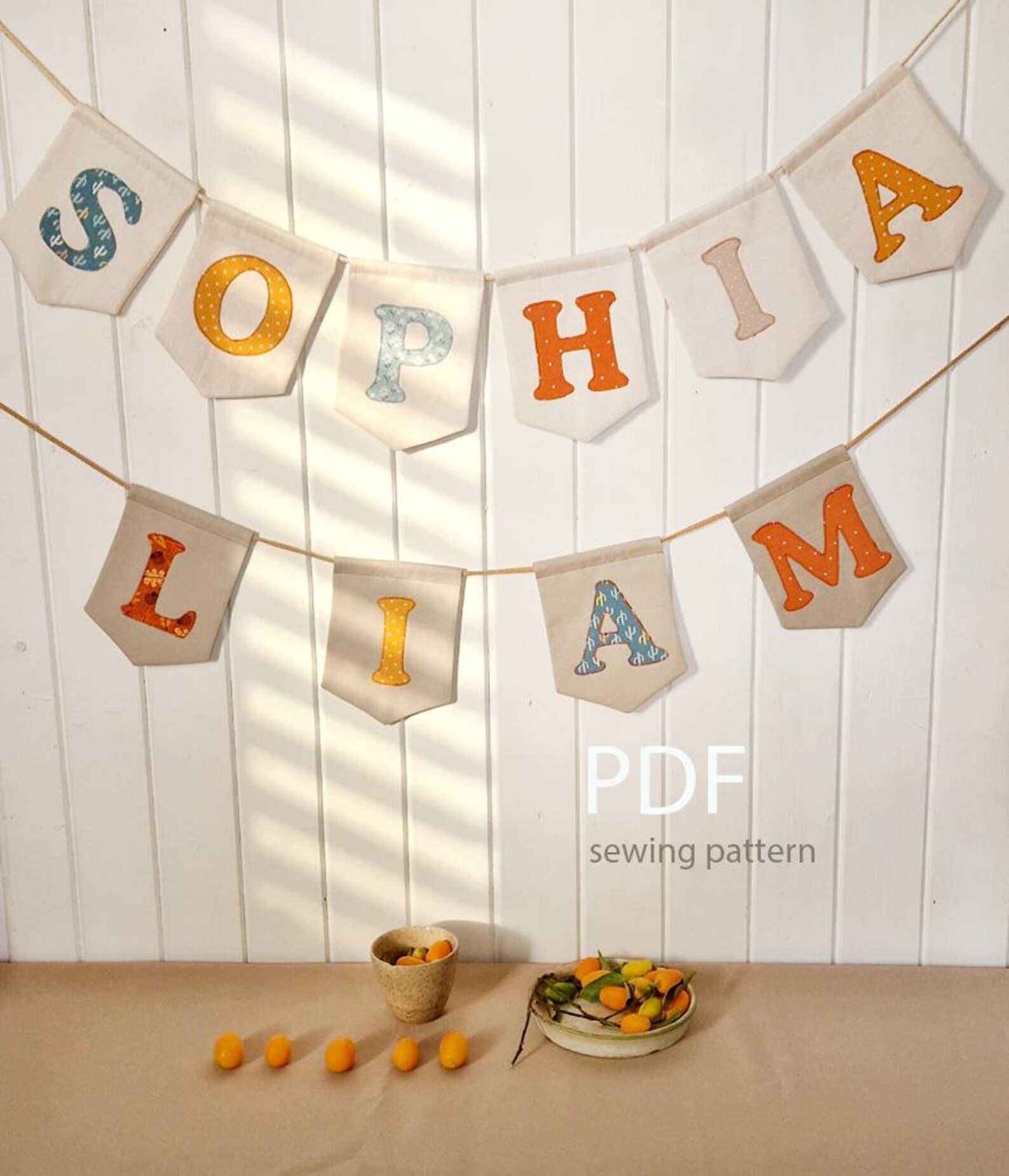 Flags Sewing Pattern, Wall Decorations for a Child's Room, Letter ...