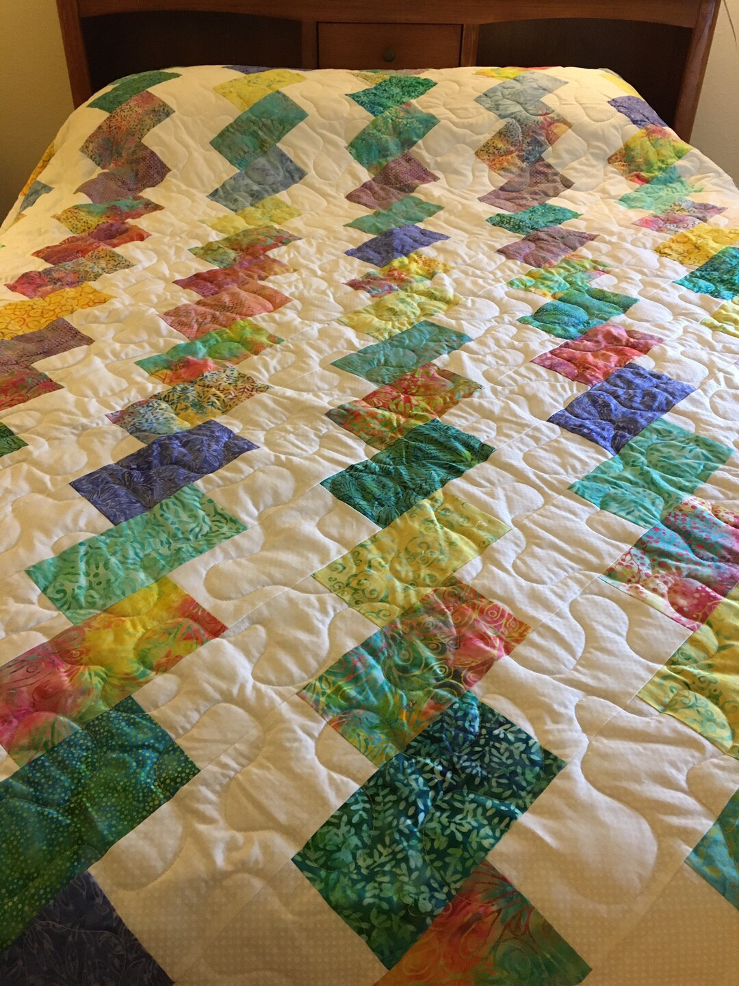 Colorful Batik Blocks Set at an Angle Are Beautifully Displayed on a ...