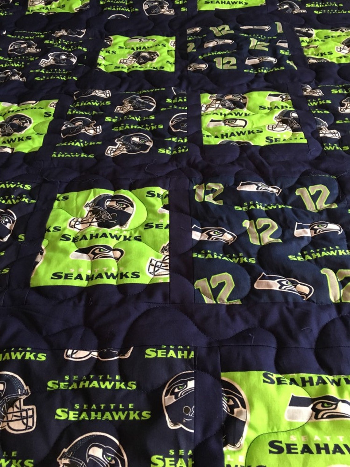 Seattle Seahawks Licensed Fabrics Are Featured in This Twin - Etsy