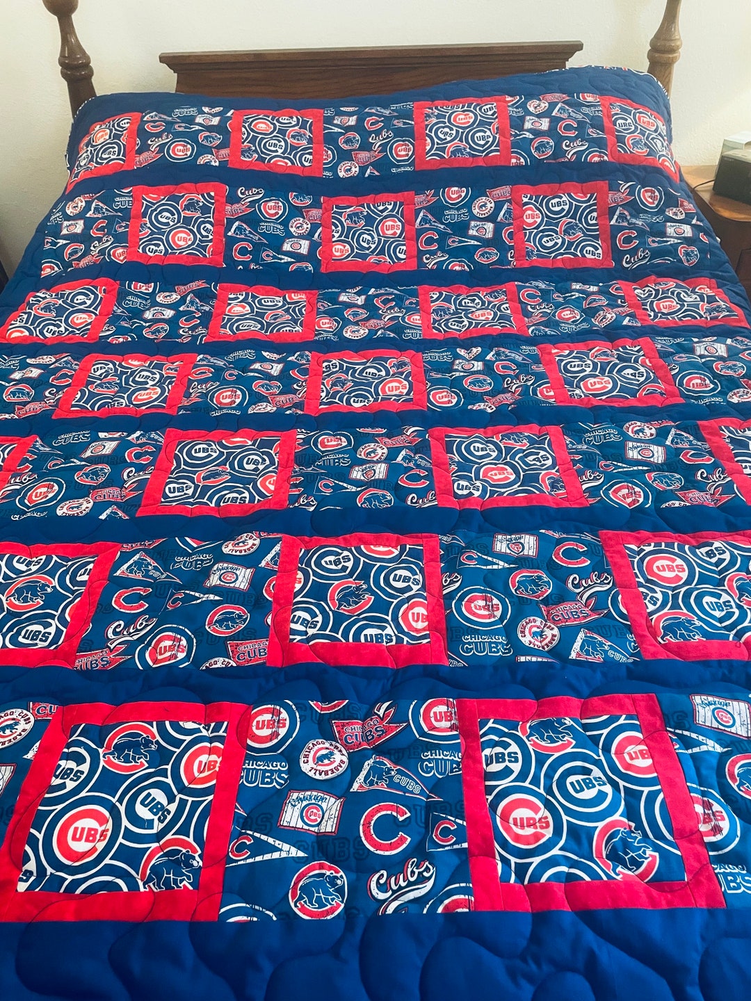 Chicago Cubs Twin Size Quiltfeaturing Two Different Licensed Chicago ...