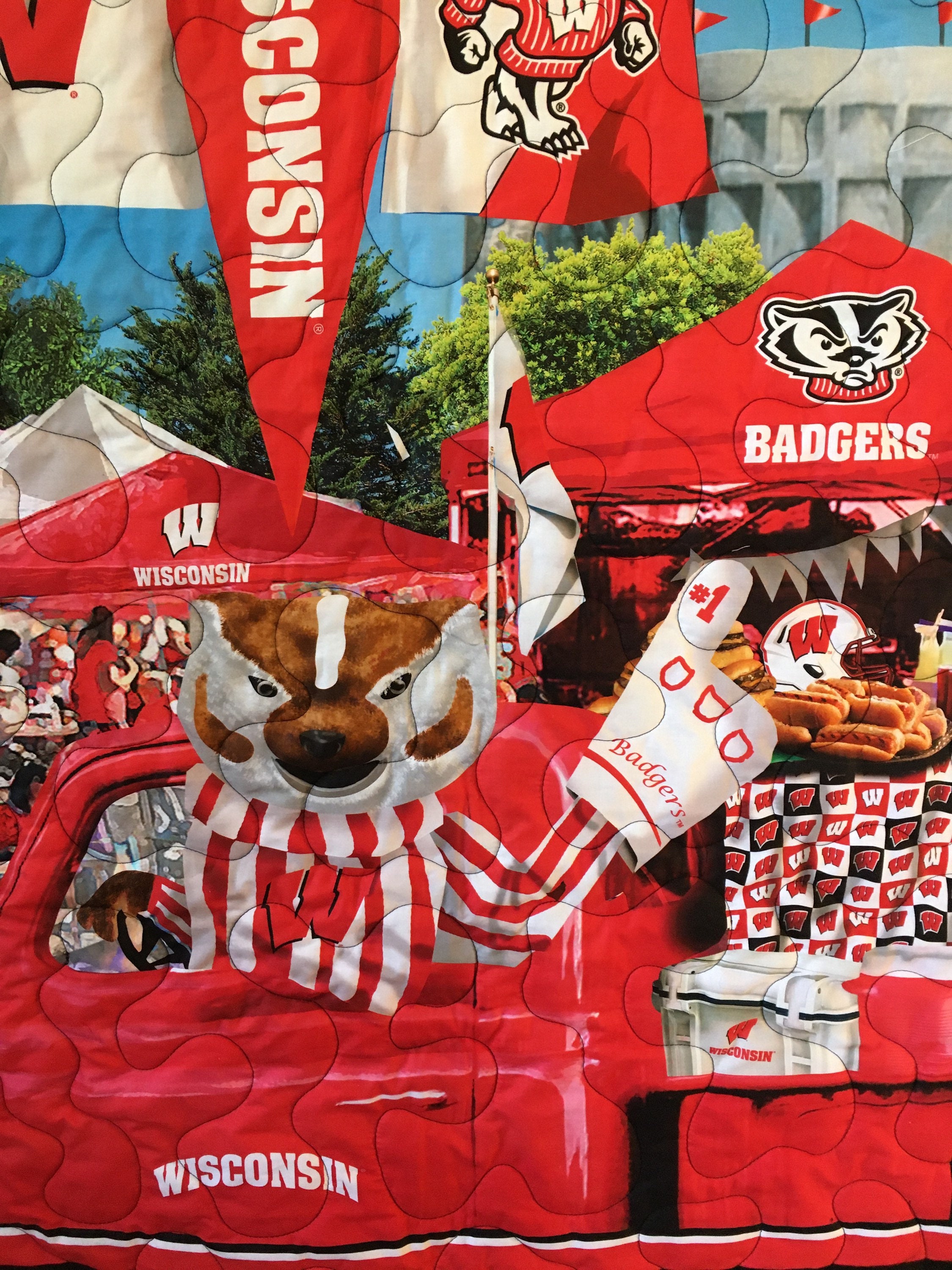 Wisconsin Badger Themed Queen Size Quilt Features Several Licensed ...