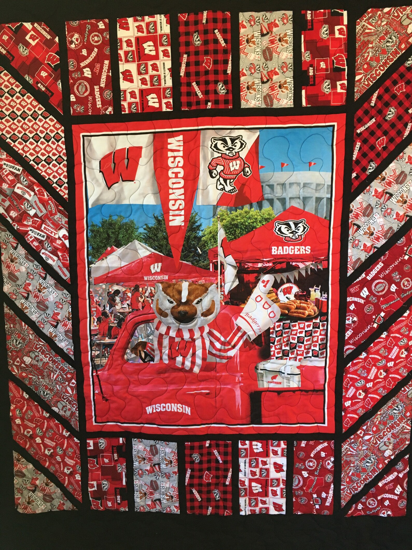 Wisconsin Badger Themed Queen Size Quilt Features Several Licensed ...