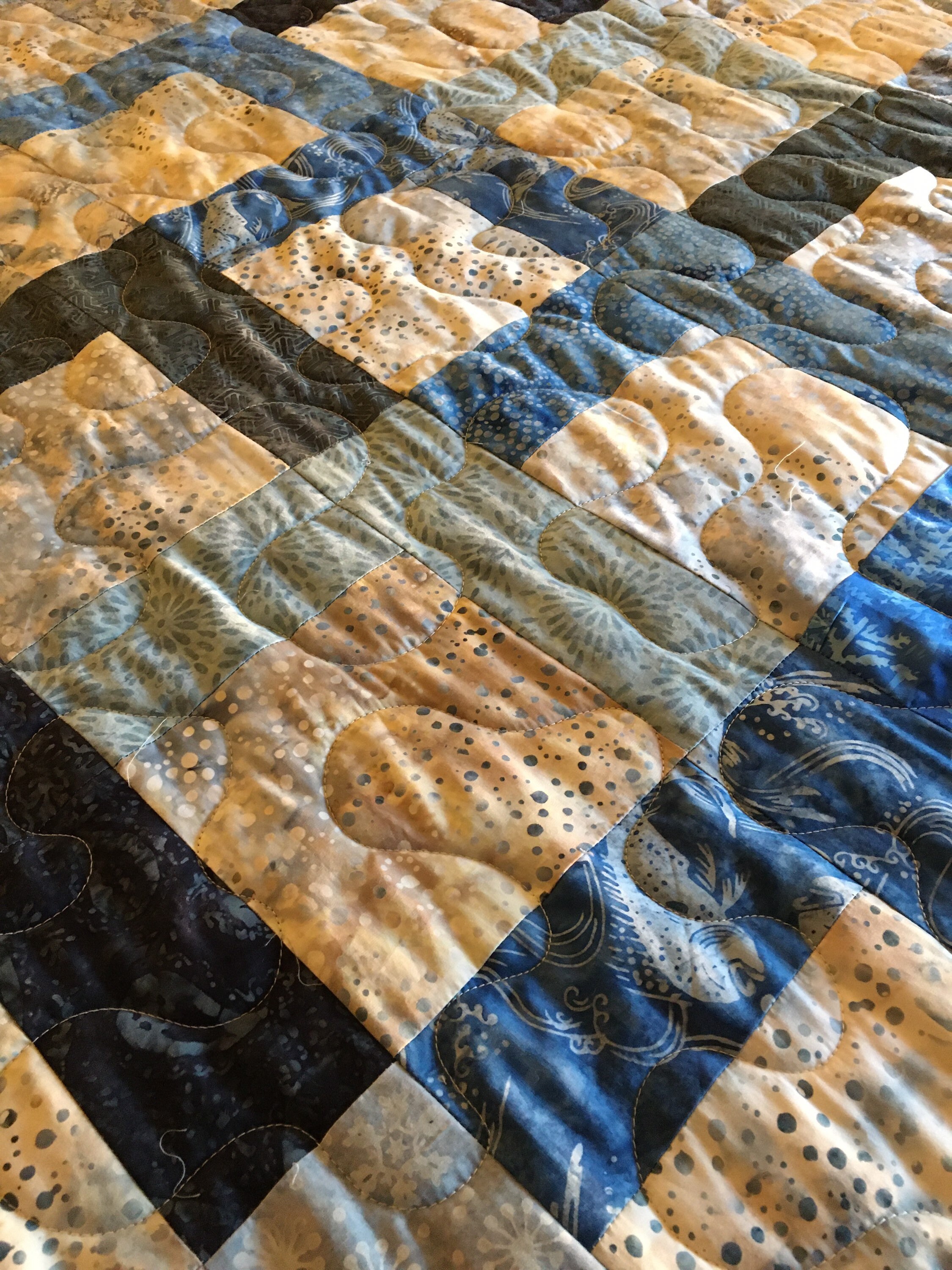 Blue Batiks Are Combined to Fashion This Queen Size Quilt - Etsy