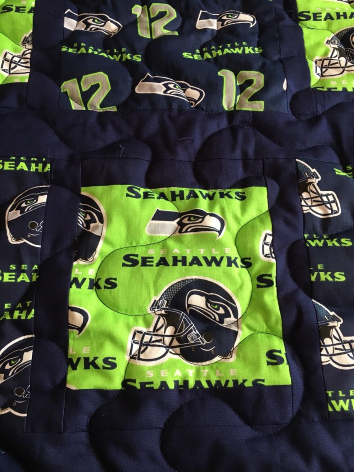 Seattle Seahawks Licensed Fabrics Are Featured in This Twin - Etsy