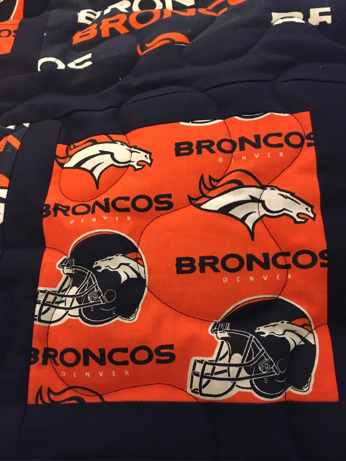 Denver Broncos Licensed Fabrics Were Used to Create This Handmade Twin ...