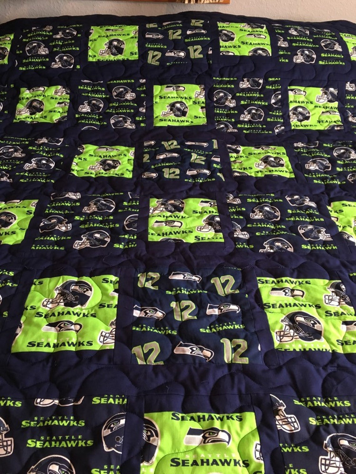 Seattle Seahawks Licensed Fabrics Are Featured in This Twin - Etsy