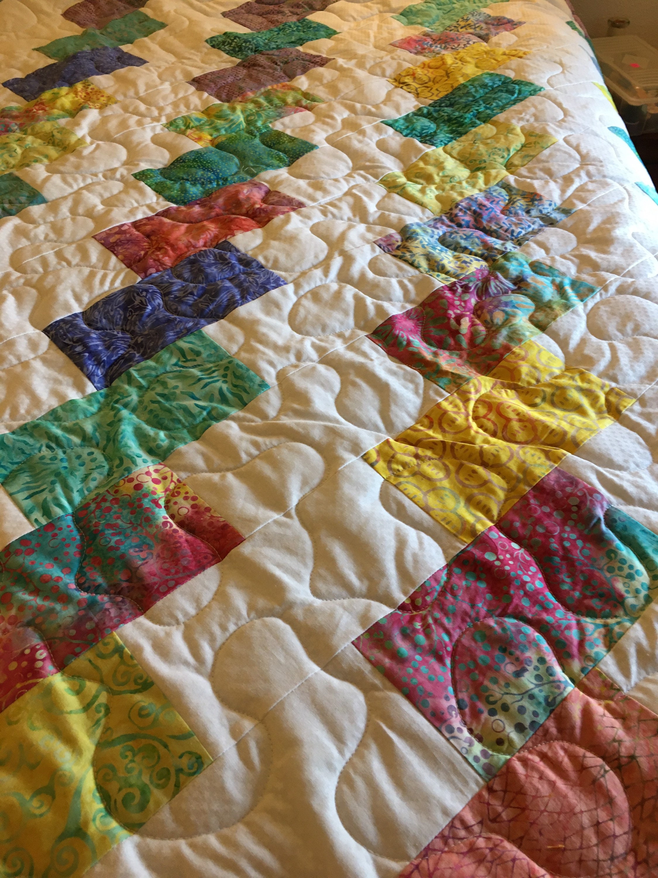 Colorful Batik Blocks Set at an Angle Are Beautifully Displayed on a ...