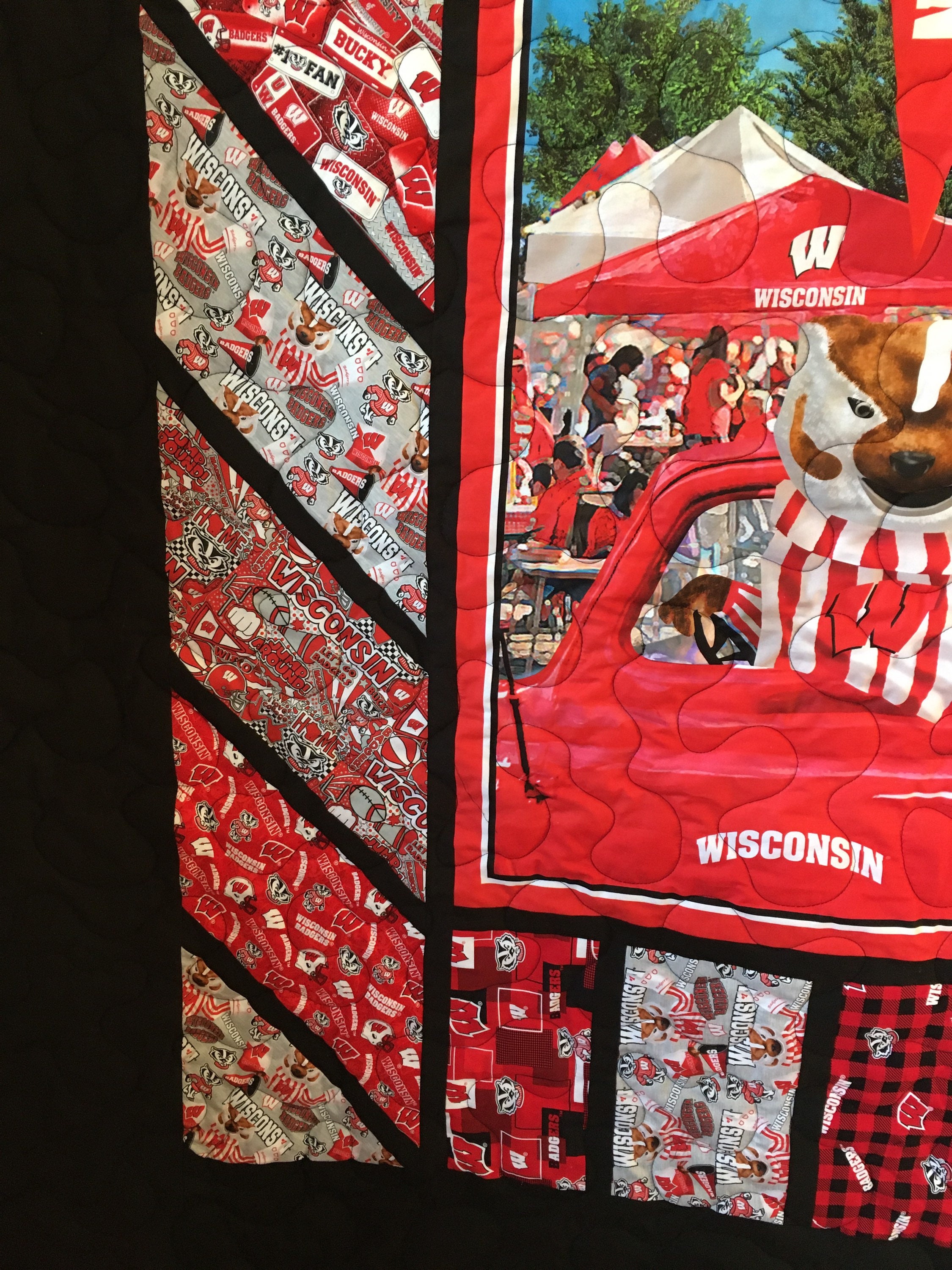 Wisconsin Badger Themed Queen Size Quilt Features Several Licensed ...