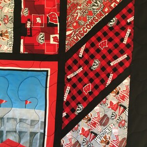 Wisconsin Badger Themed Queen Size Quilt Features Several Licensed ...