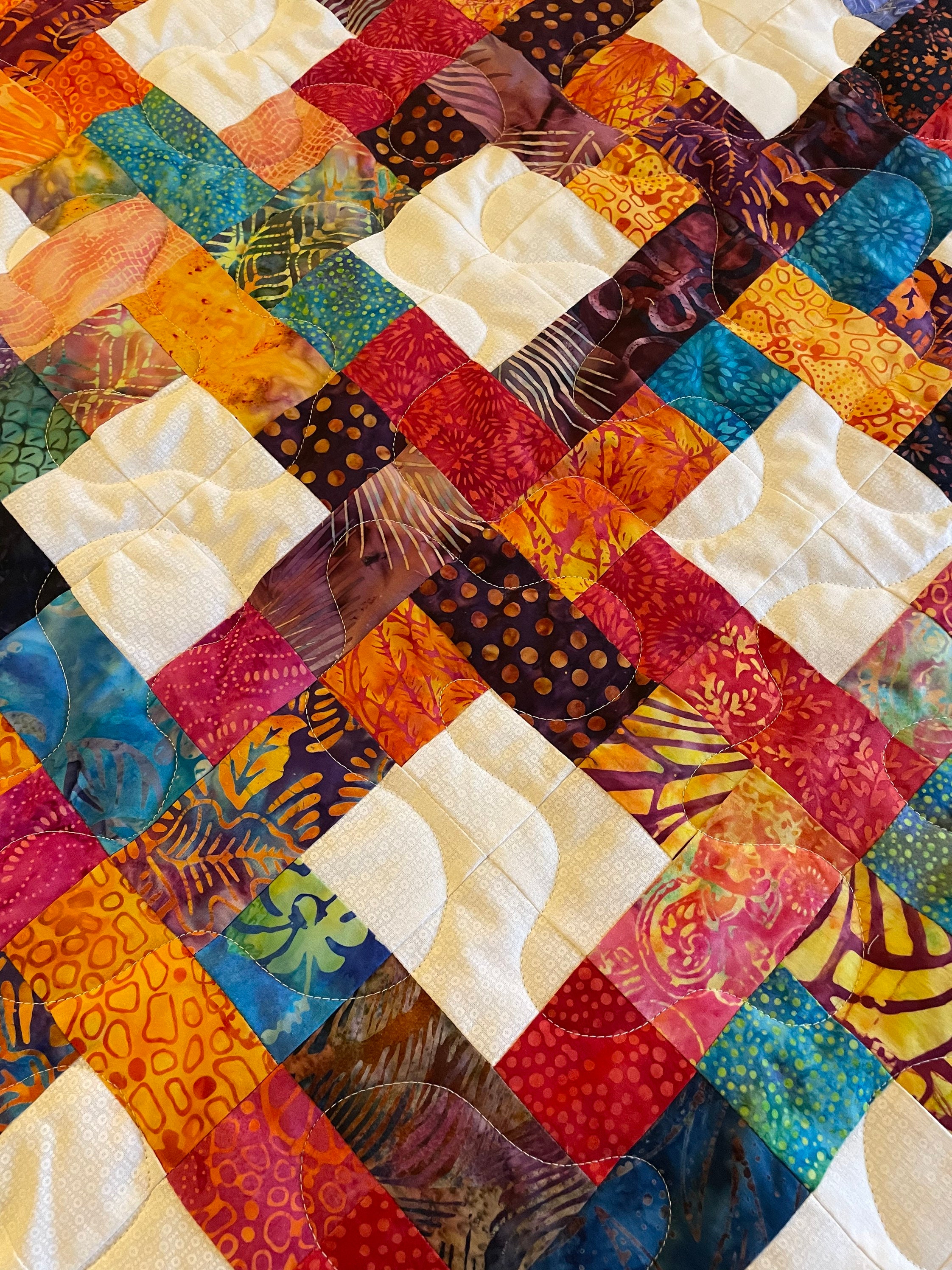 Queen Size Quilt With Multicolored Bright Batik Fabrics. - Etsy