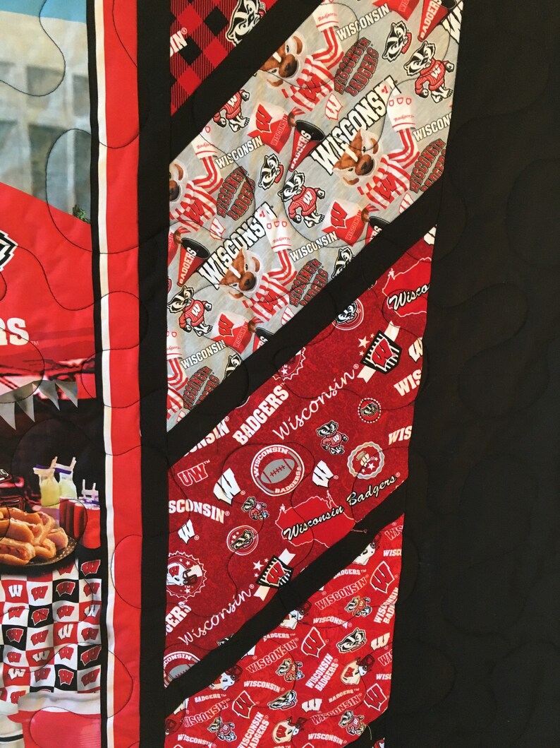 Wisconsin Badger Themed Queen Size Quilt Features Several Licensed ...