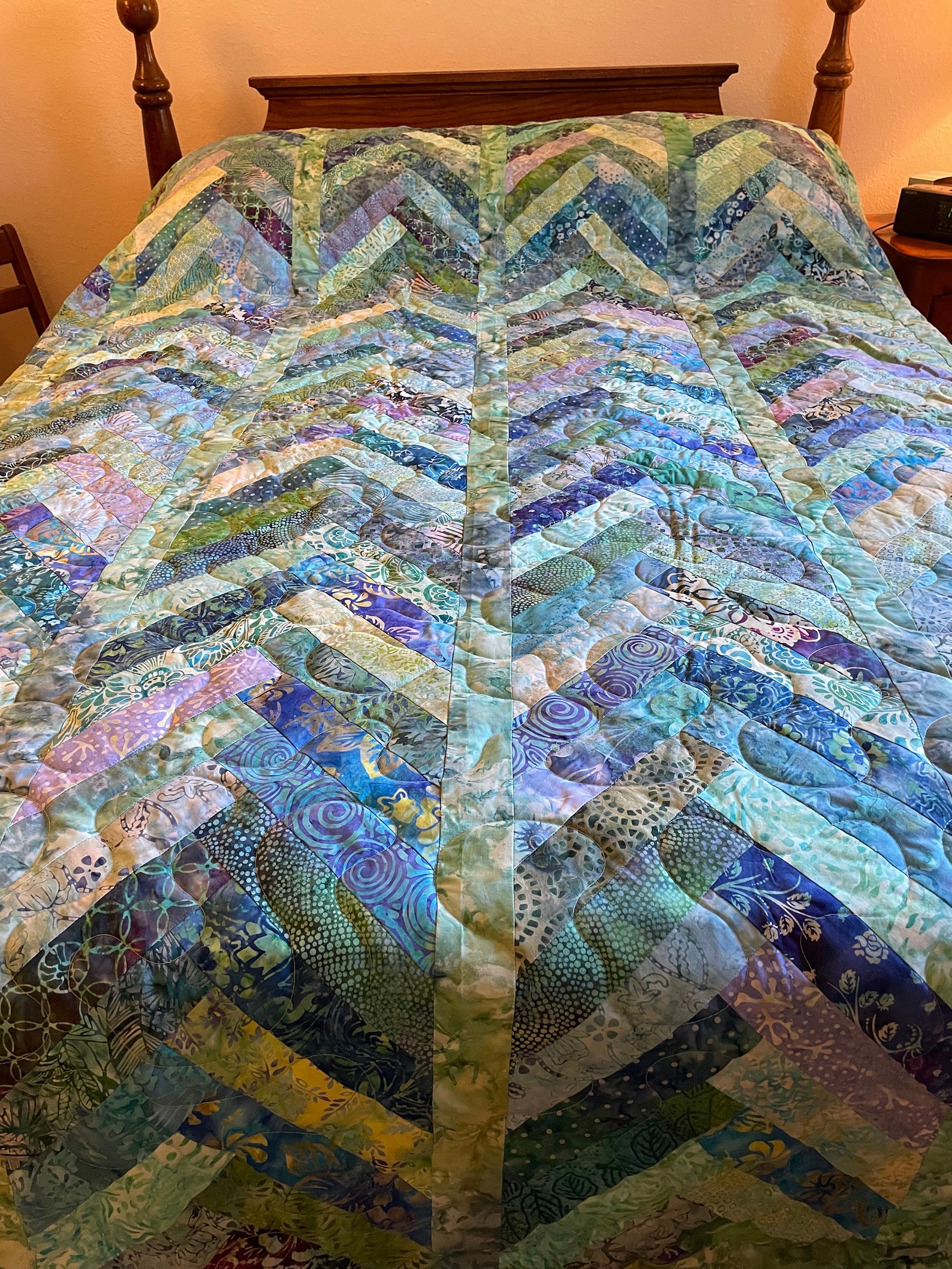 Batik Sea Blue,lavender and Turquoise Fabrics Were Combined in This ...