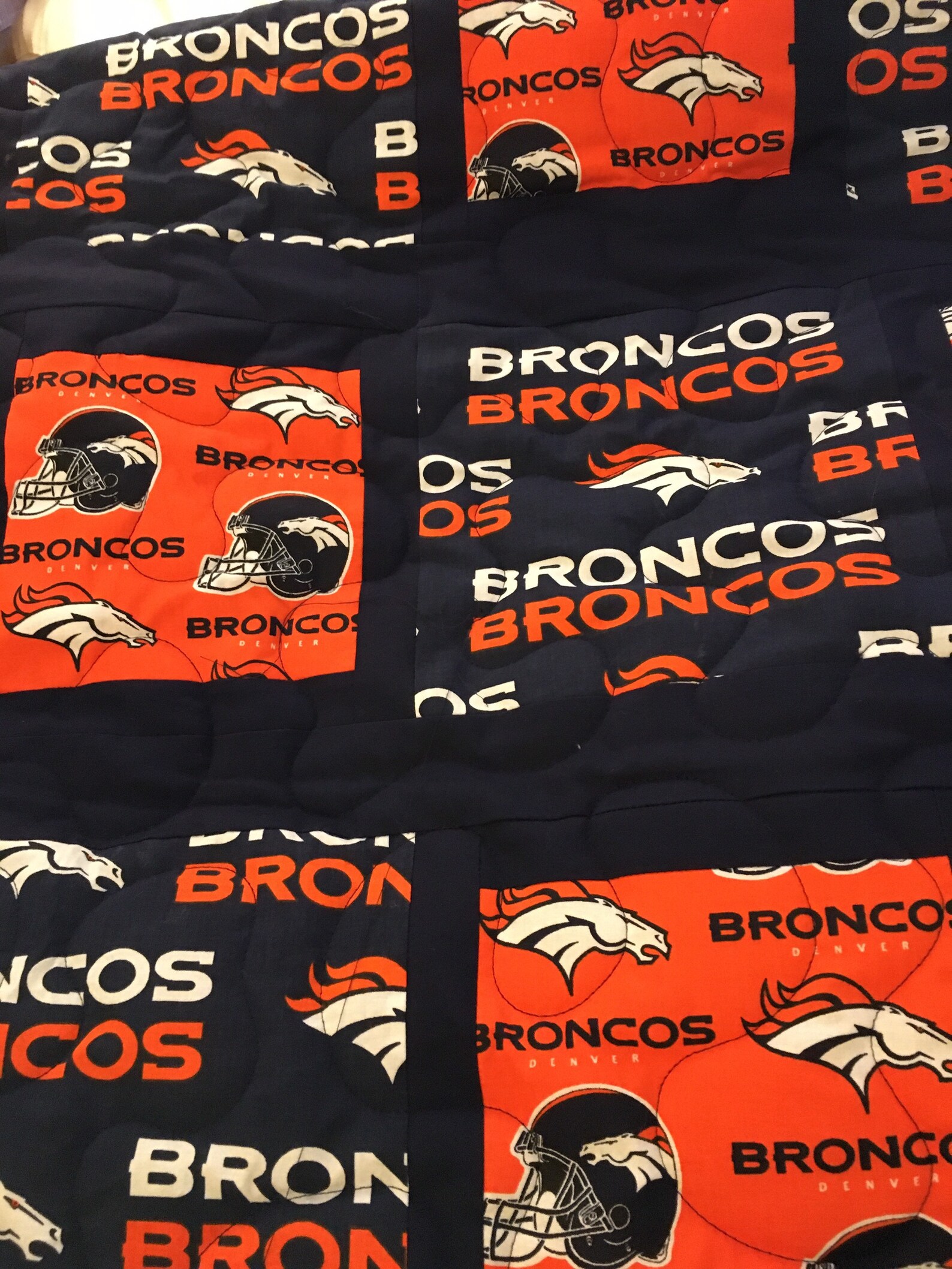 Denver Broncos Licensed Fabrics Were Used to Create This Handmade Twin ...