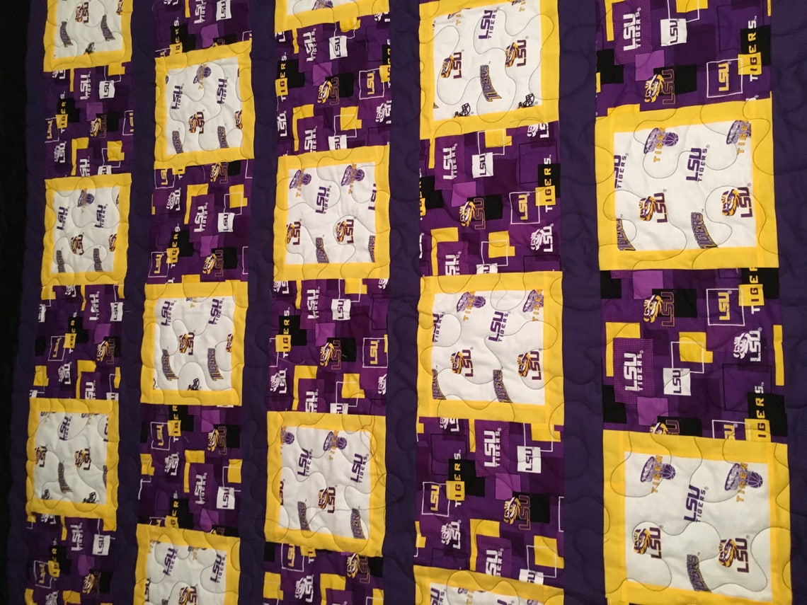 LSU Tiger Themed Twin Size Quilt Made With Two Different | Etsy