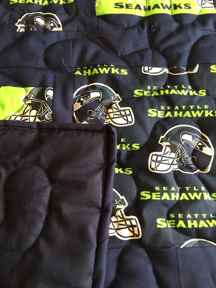Seattle Seahawks Licensed Fabrics Are Featured in This Twin | Etsy