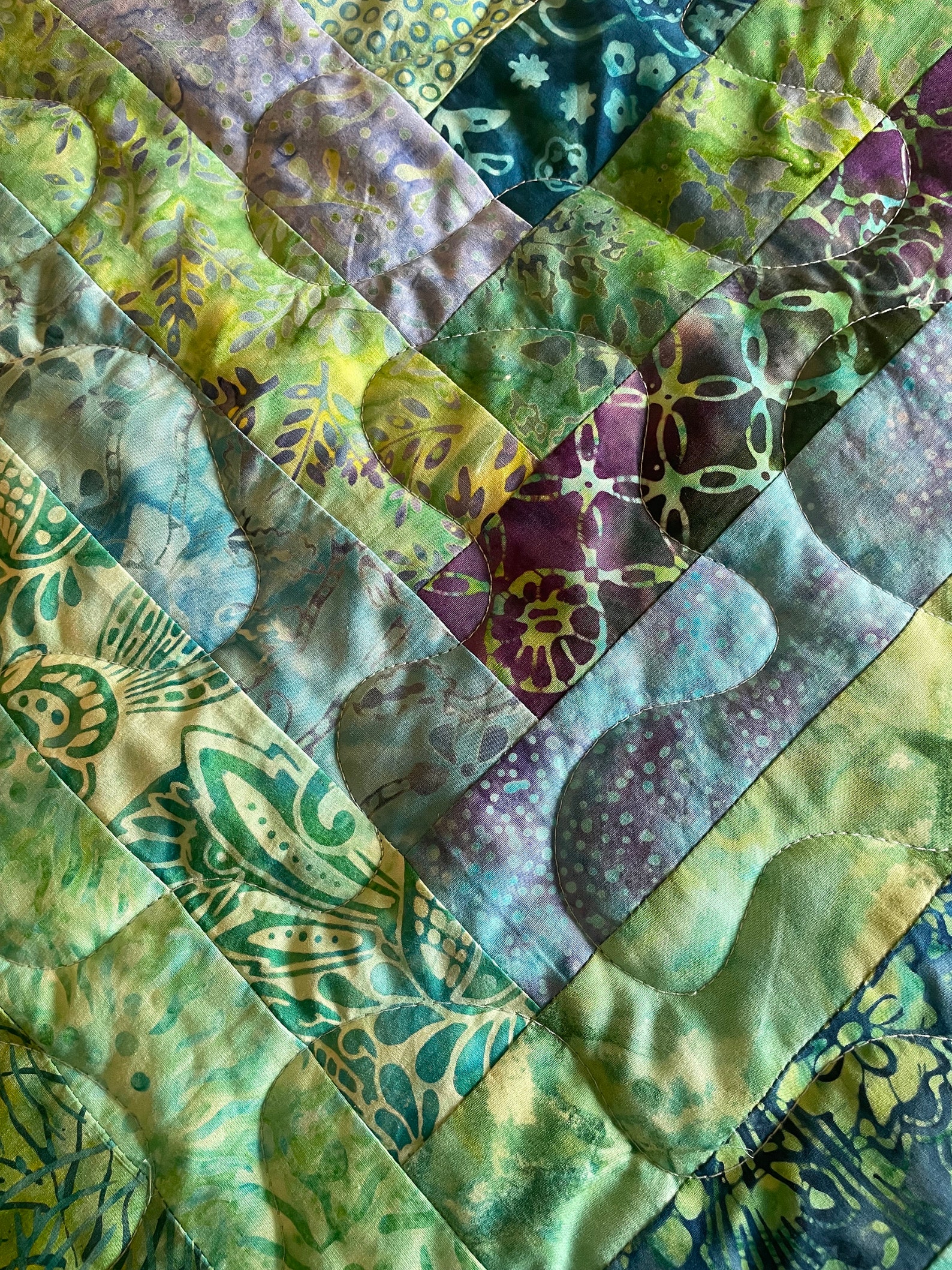 Batik Sea Blue,lavender and Turquoise Fabrics Were Combined in This ...