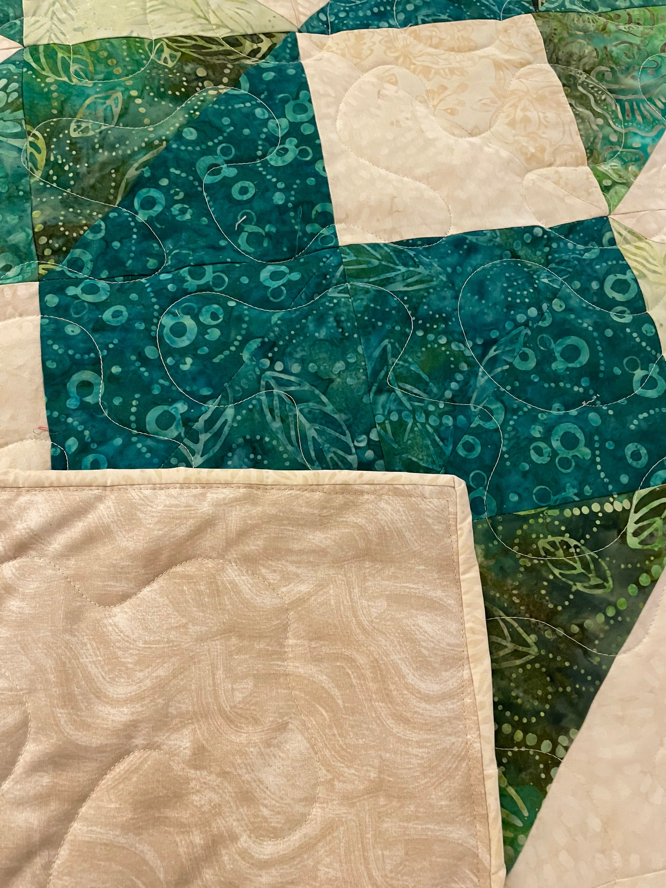 Multi Colored Batiks Fabrics Are Blended With White to Finish This ...