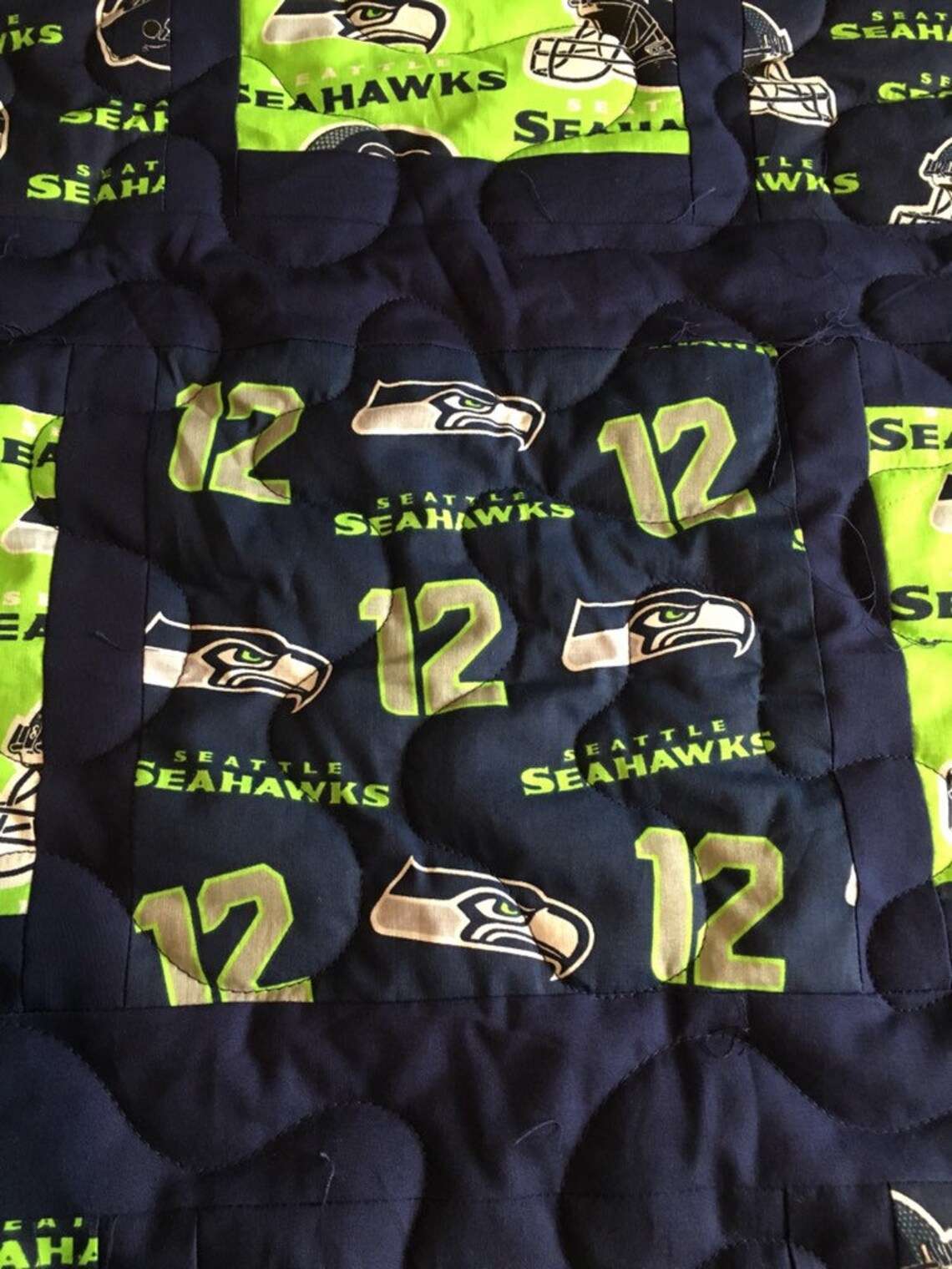 Seattle Seahawks Licensed Fabrics Are Featured in This Twin | Etsy