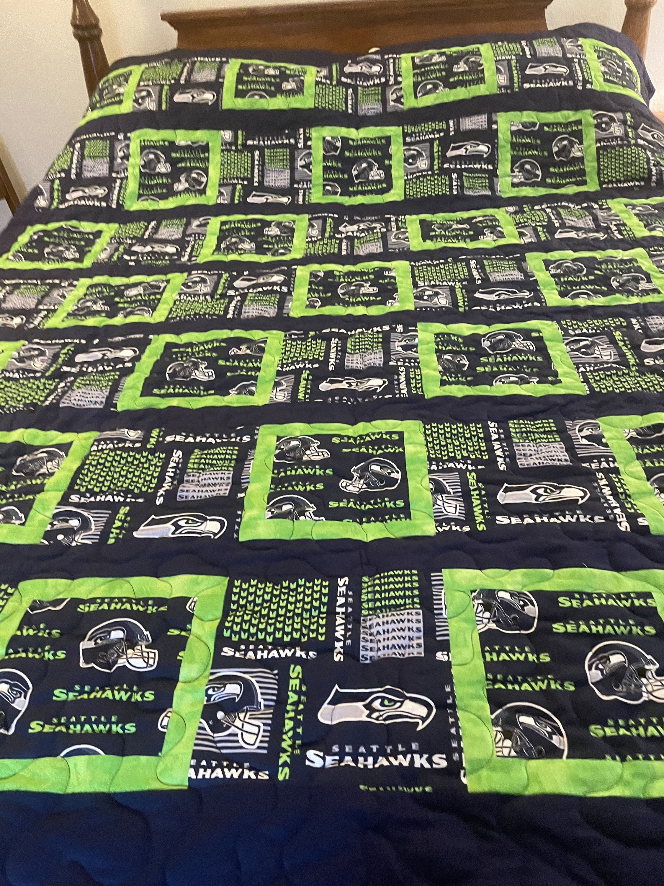 Seattle Seahawks Licensed Fabrics Are Featured in This Twin Size ...
