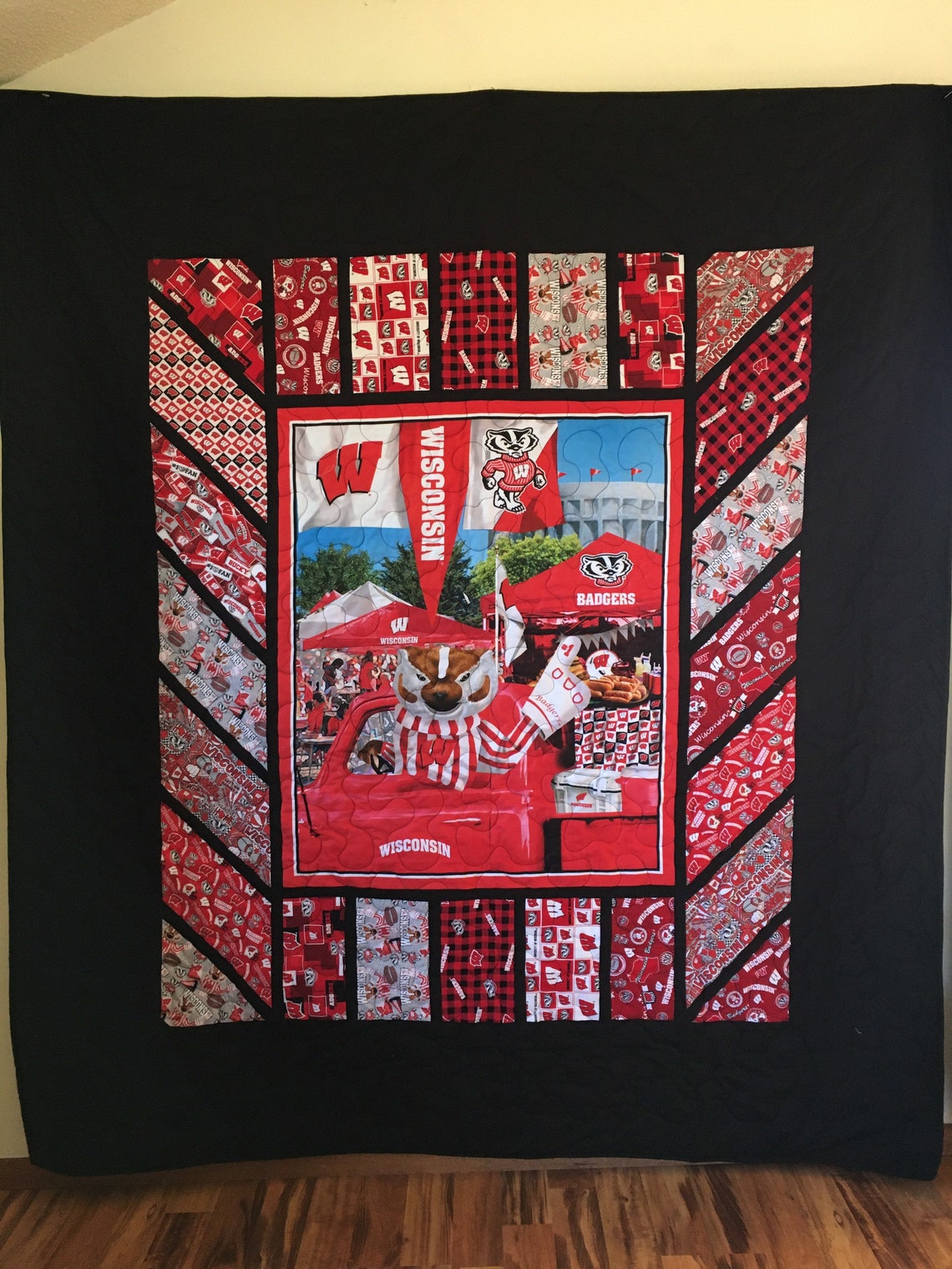 Wisconsin Badger Themed Queen Size Quilt Features Several Licensed ...