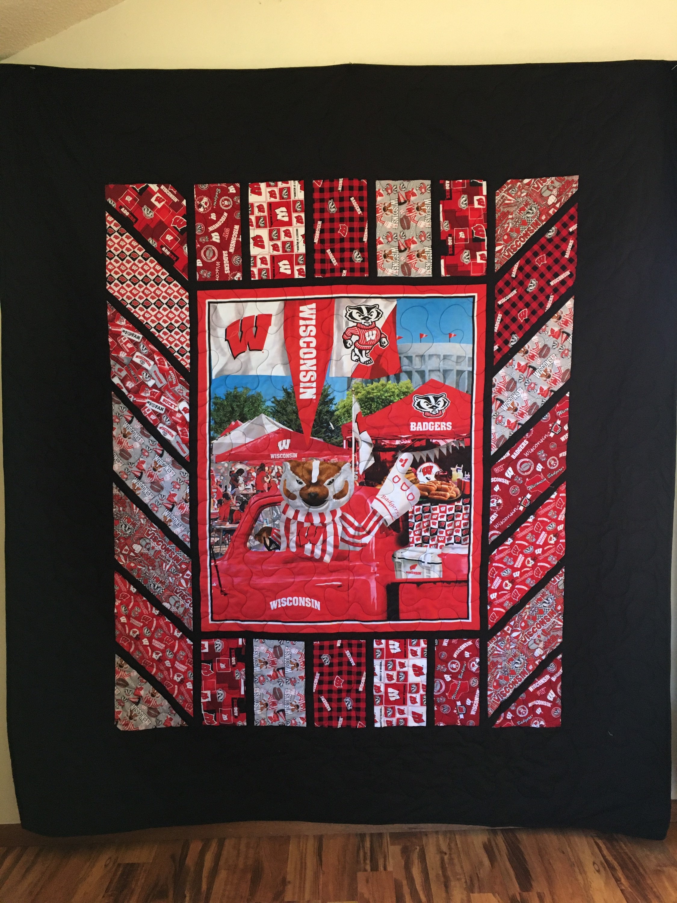 Wisconsin Badger Themed Queen Size Quilt Features Several Licensed ...
