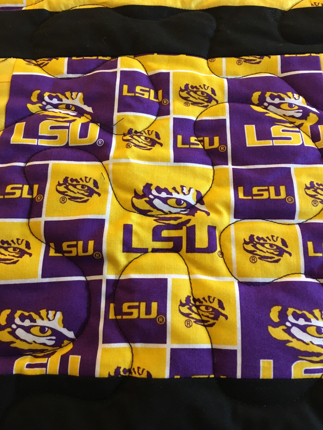 Two Licensed LSU Fabrics Are Combined to Complete This Twin Size Themed ...