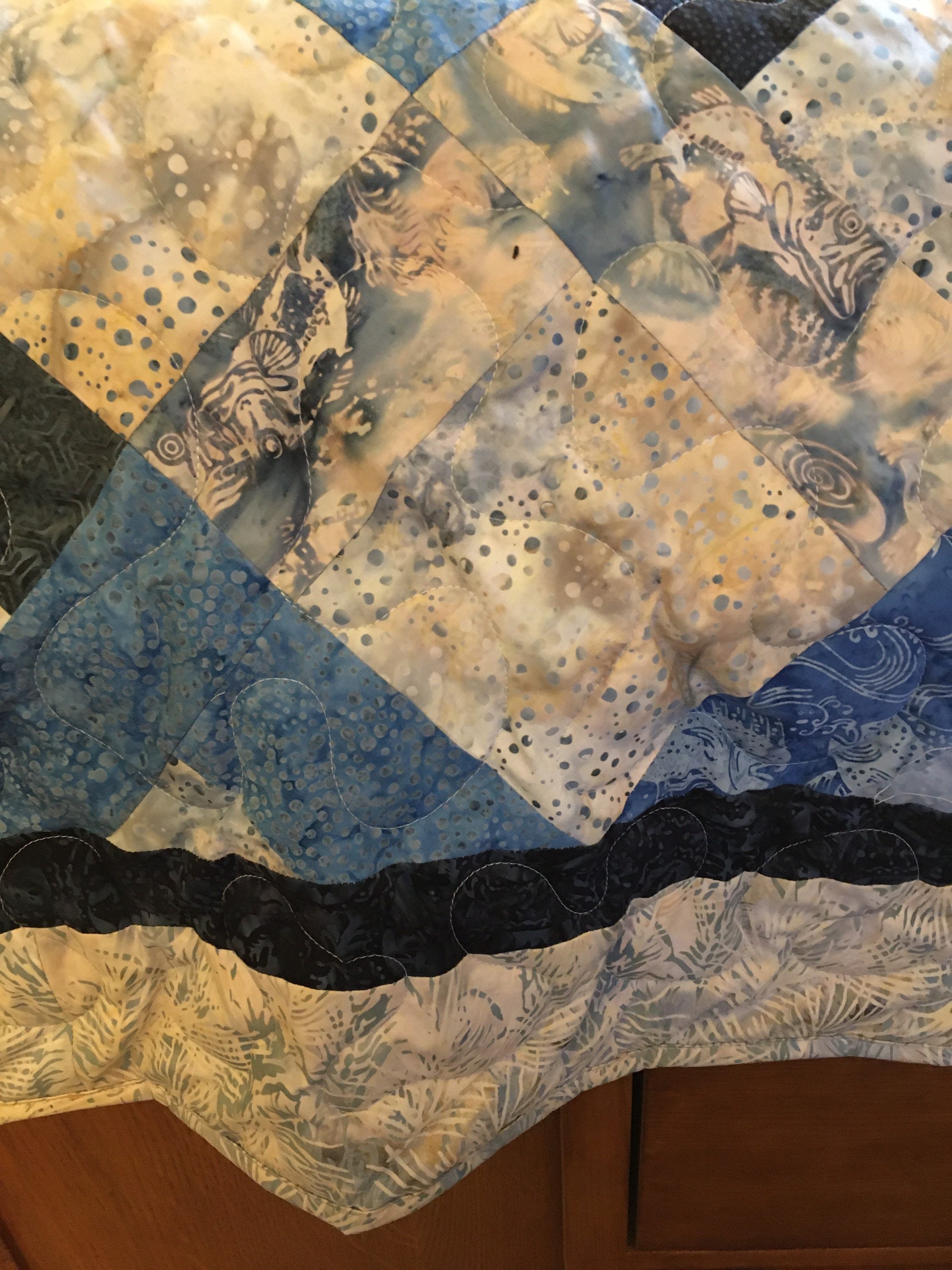 Blue Batiks Are Combined to Fashion This Queen Size Quilt - Etsy