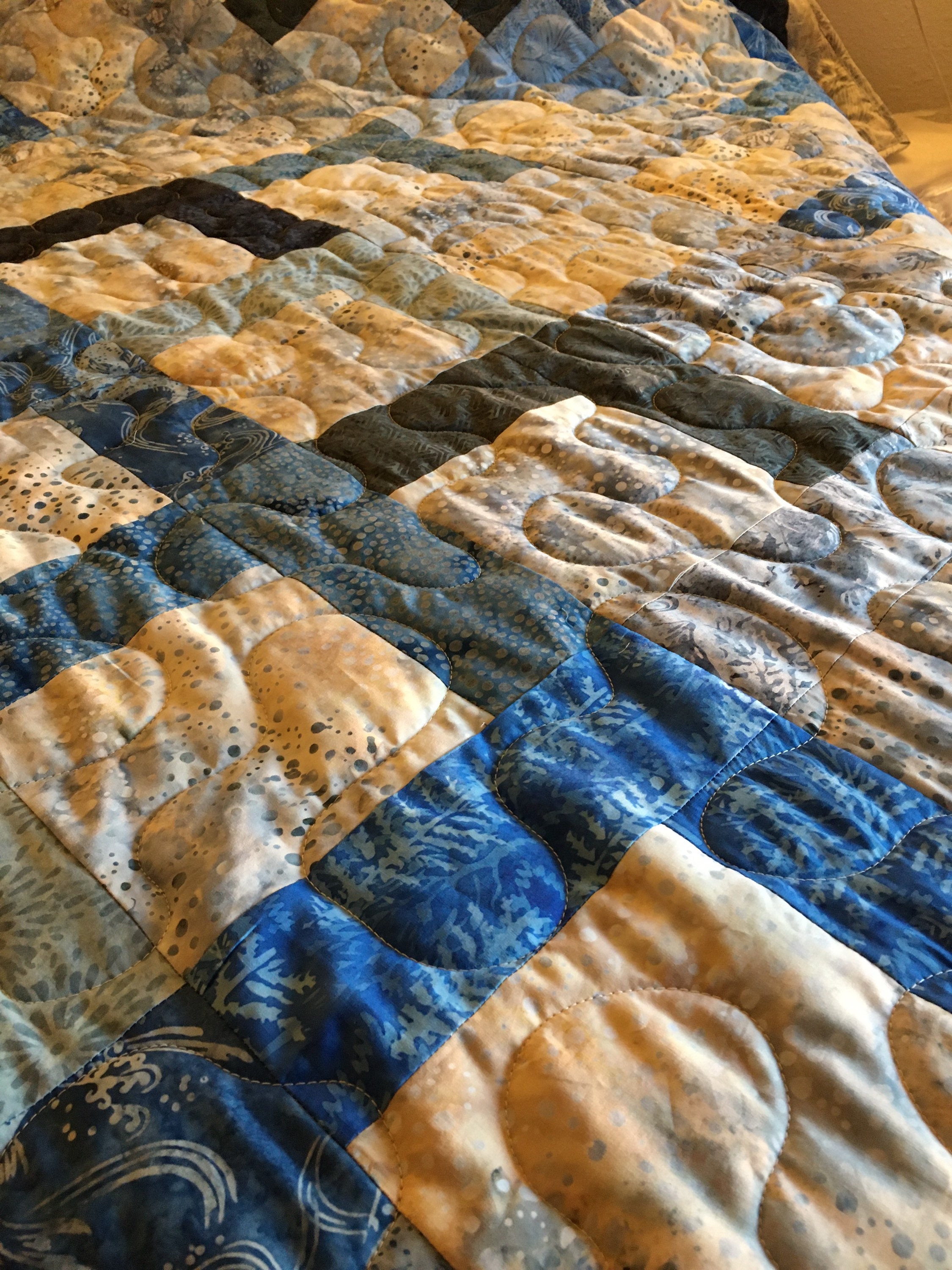 Blue Batiks Are Combined to Fashion This Queen Size Quilt - Etsy