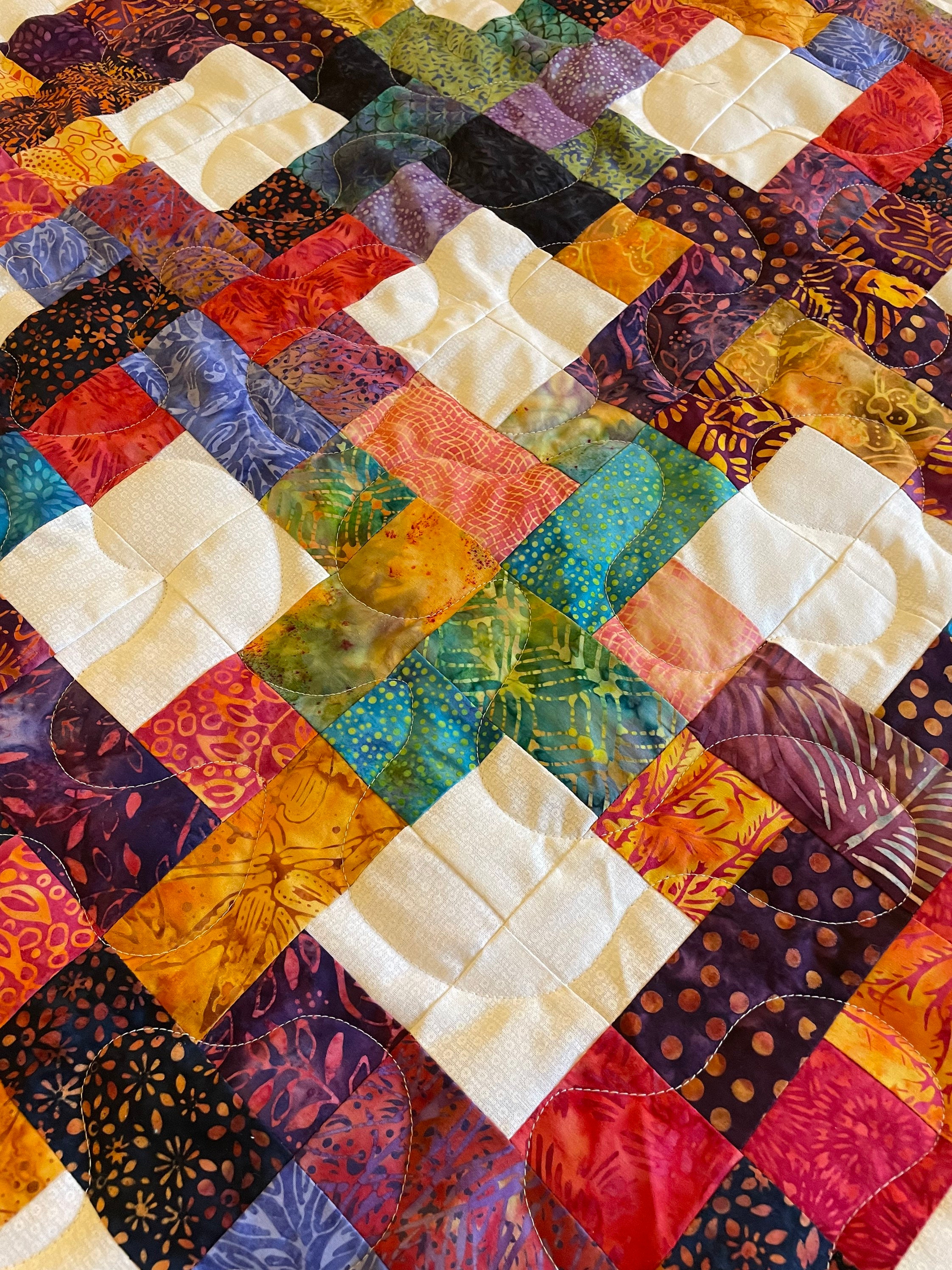 Queen Size Quilt With Multicolored Bright Batik Fabrics. - Etsy