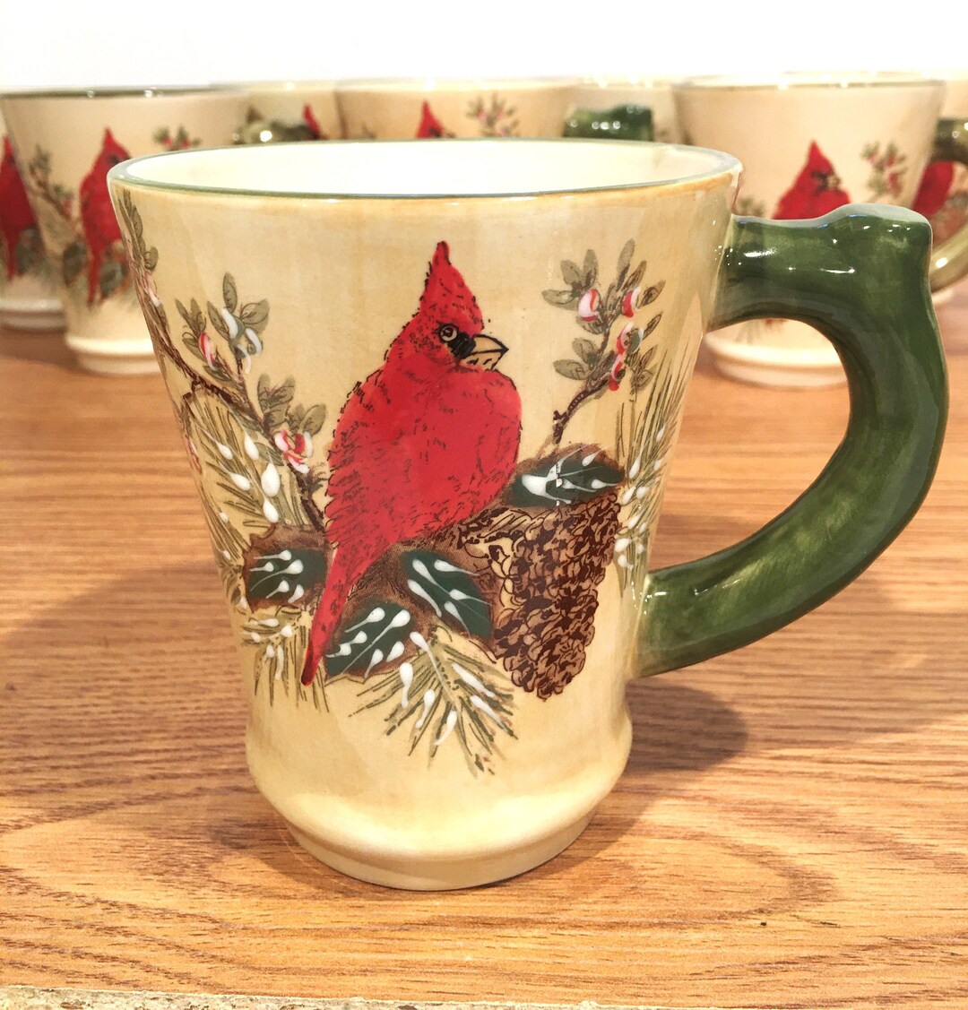 Selling Individual Cups/mugs PACIFIC RIM Hand-painted Cardinal Red Bird ...