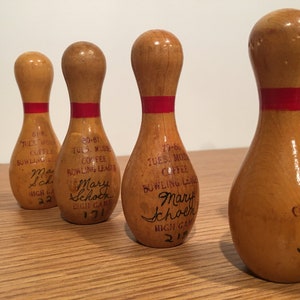 Lot of 9 - Vintage Mini Bowling Pins Awards " Tuesday Morning Coffee ...