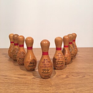 Lot of 9 - Vintage Mini Bowling Pins Awards " Tuesday Morning Coffee ...