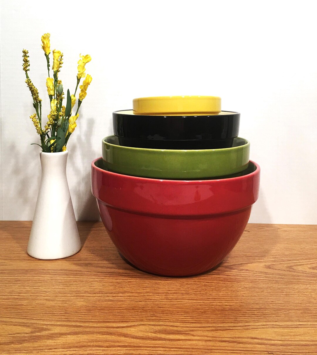 Set of 4 Vintage JC PENNEY Heavy Porcelain Nesting Mixing Bowls 4 ...