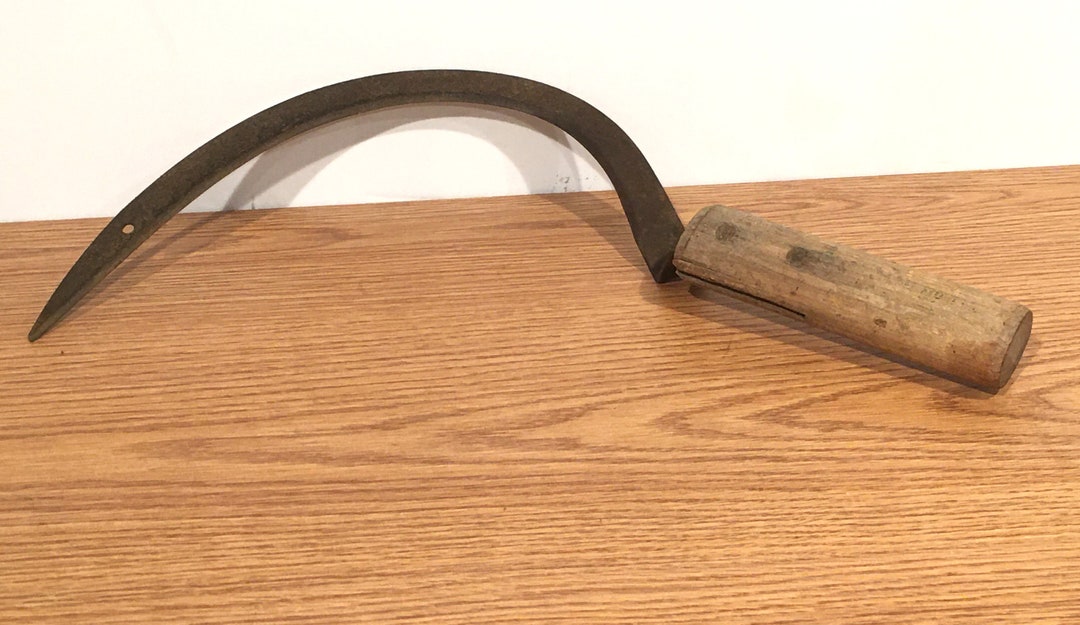 Vintage Hand Sickle Grass Weed Cutter Farm Rural Garden - Rust and ...