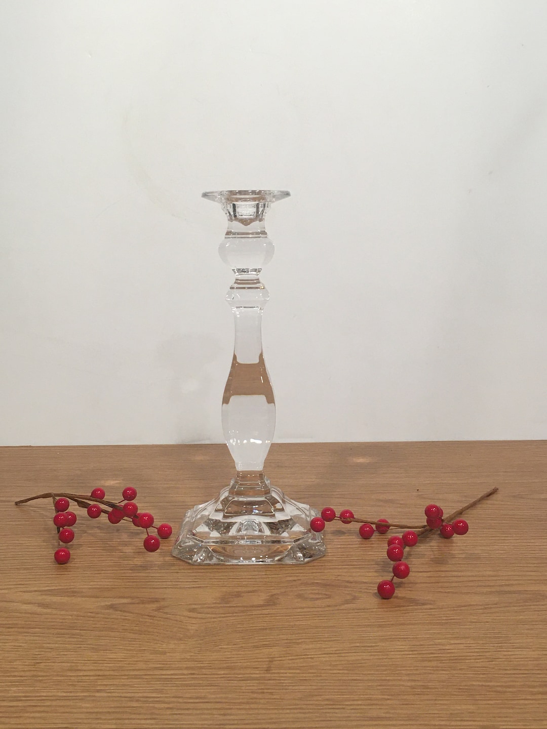 Vintage Tall Heavy Crystal Candle Stand Stick Holder Excellent ...