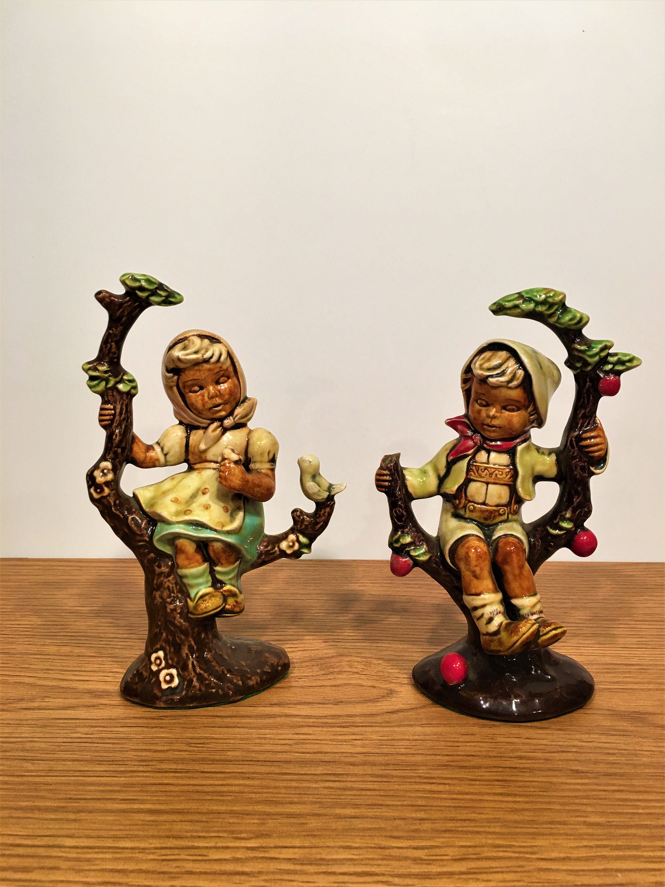 Vintage / Antique Apple Tree Boy and Girl Hand Painted - Etsy