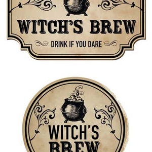 Halloween Apothecary Labels, Witch's Brew, Drink If You Dare, 2 Shapes ...