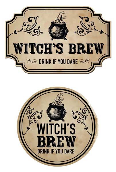 Halloween Apothecary Labels, Witch's Brew, Drink If You Dare, 2 Shapes ...