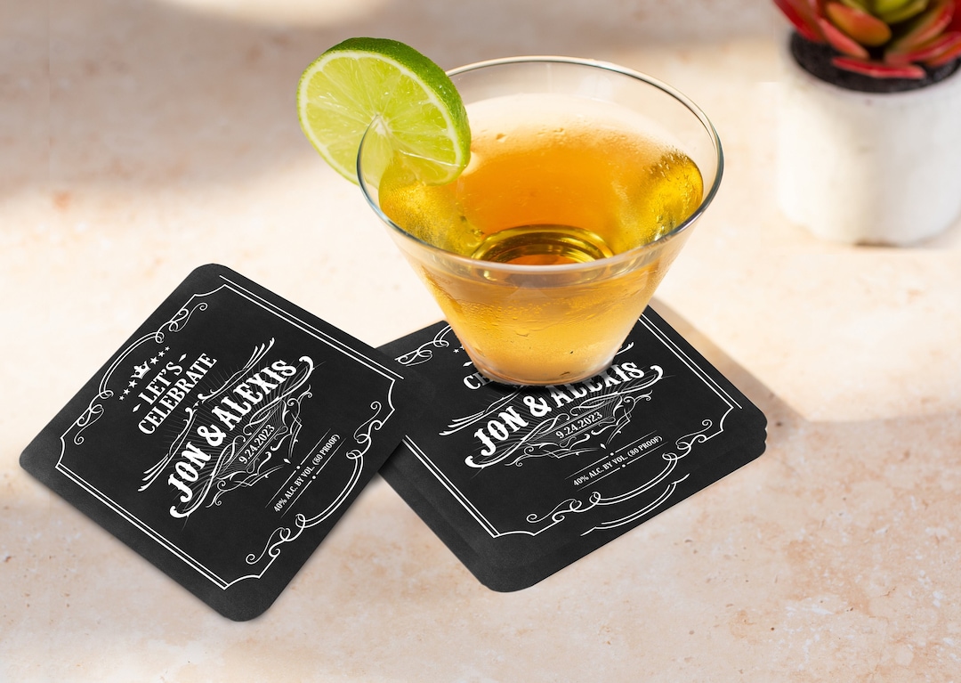 Personalized Whiskey Paper Coasters, Wedding Party Favors, Whiskey ...