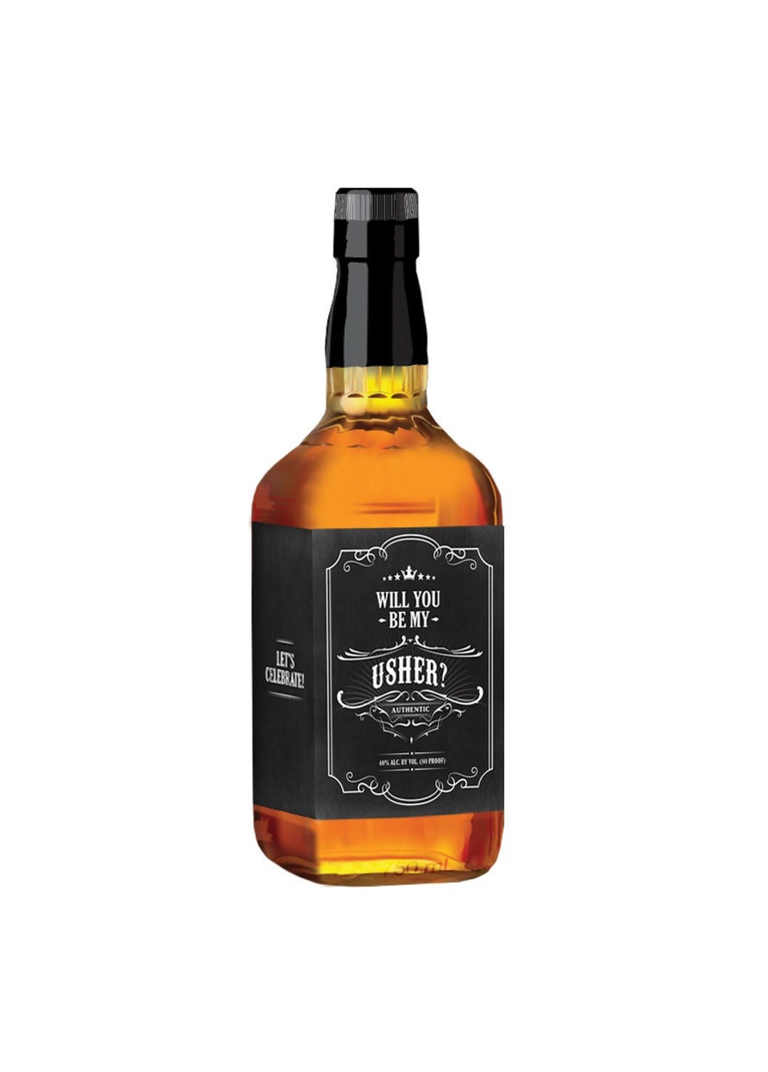 Will You Be My Usher Whiskey Label, Fits Standard 750/375ml Liquor ...