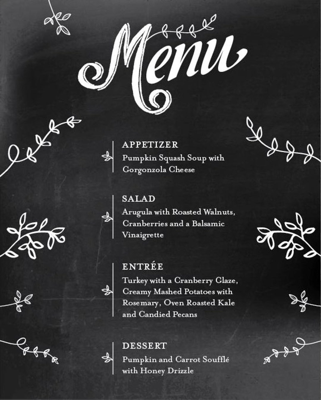 Chalkboard Style Menu That Lets Your Guests Know What You're Serving I ...