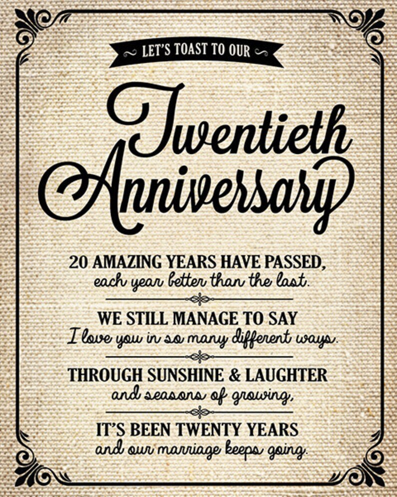 Let's Toast to Our Twentieth Anniversary Wine or Beer Label. Rustic ...