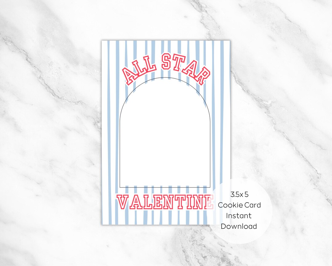 Valentine all Star Valentine Printable Cookie Card Digital Download - Etsy