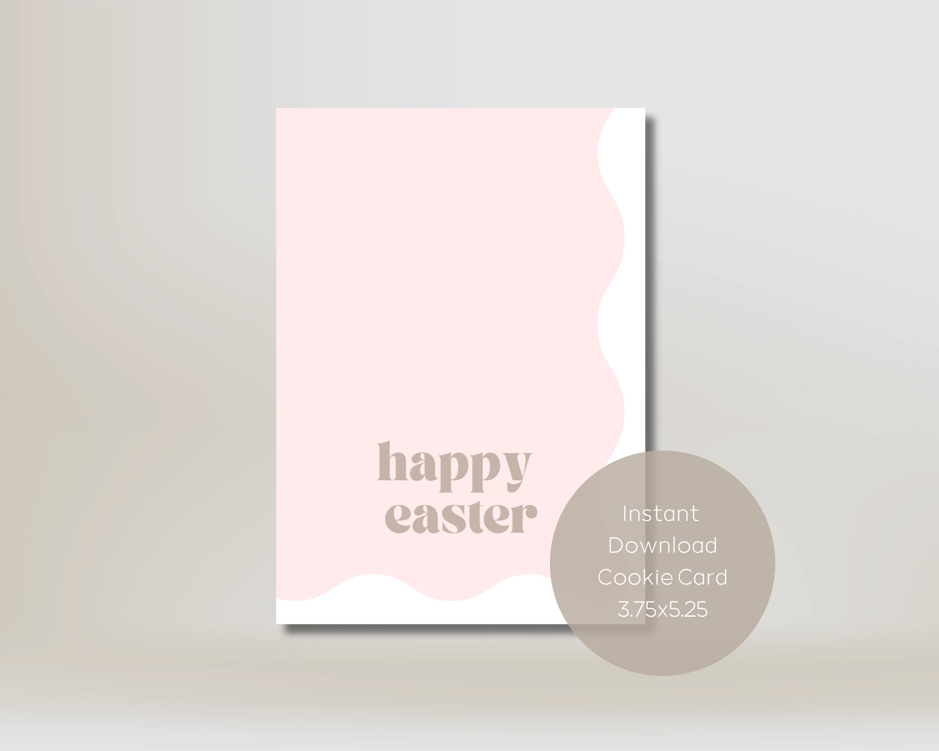 Wavy Pink Easter Printable Cookie Card | Instant Download - Etsy